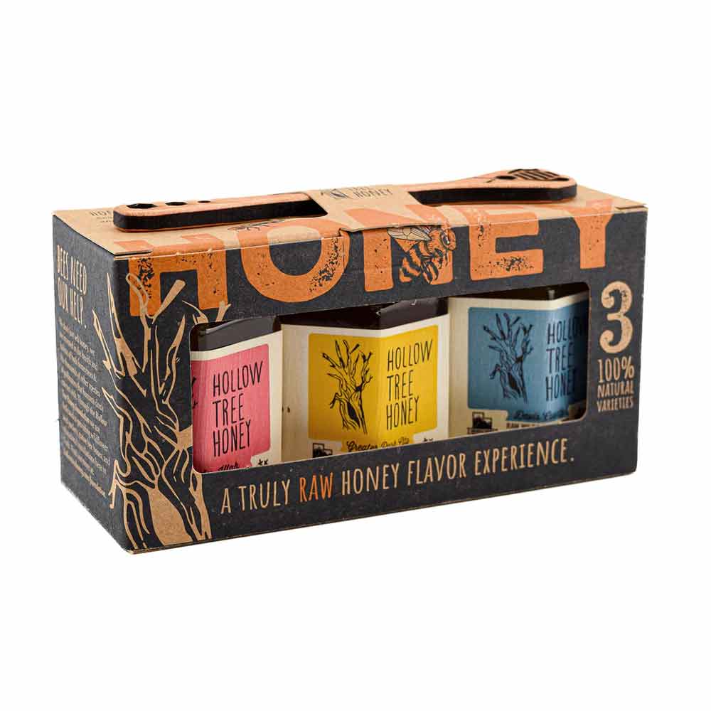 Hollow Tree 3-Pack Raw Honey Sampler With Cherrywood Dipper, 3x5oz ...