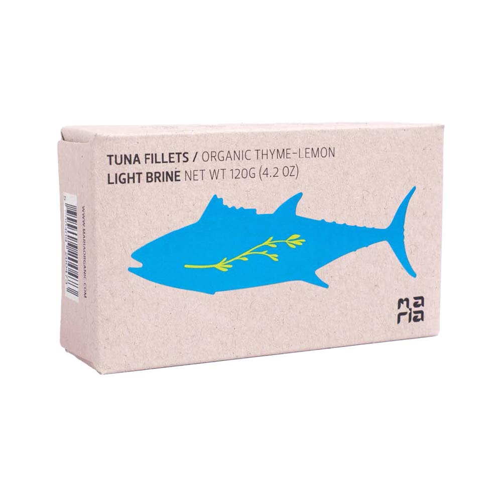 Maria Organic Tuna Fillets in Light Brine and Thyme-Lemon, 120g ...