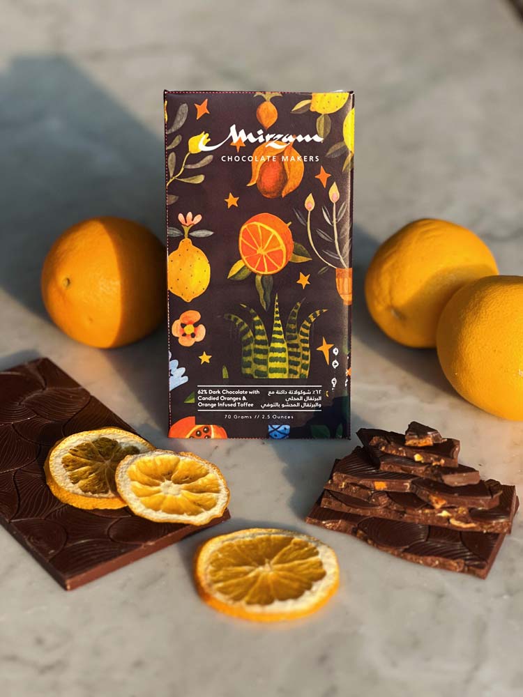 Mirzam 62% Dark Chocolate with Candied Oranges & Orange Infused Toffee ...